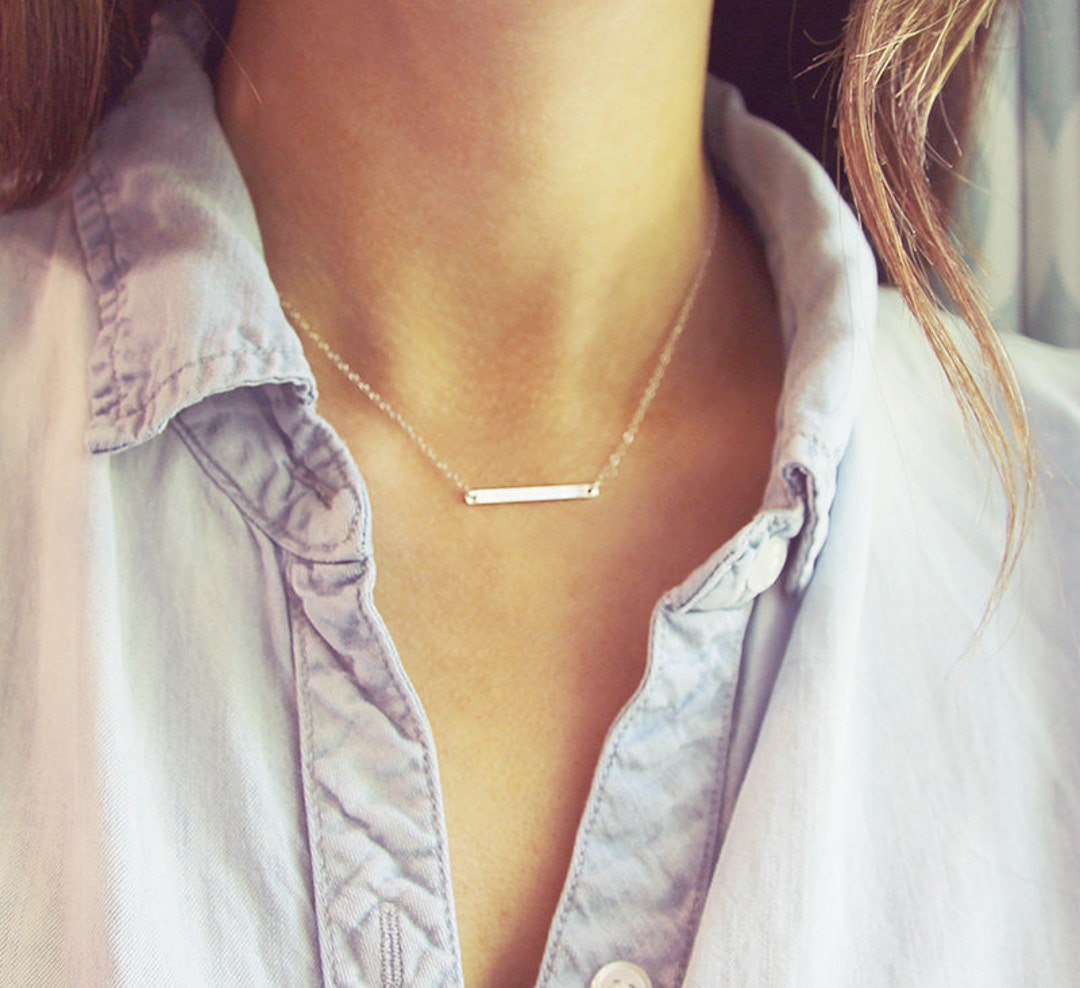 Silver Bar Necklace | Sterling Silver Bar Necklace | Simple Dainty ...