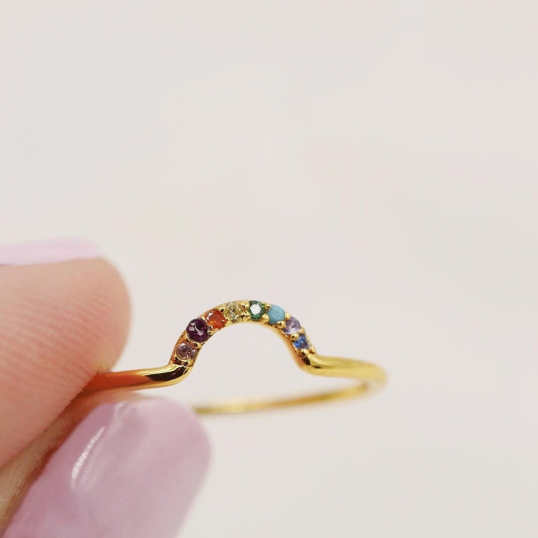 Rainbow Ring, Arch Ring, Rainbow Jewelry, Rainbow Stacking Ring - Etsy