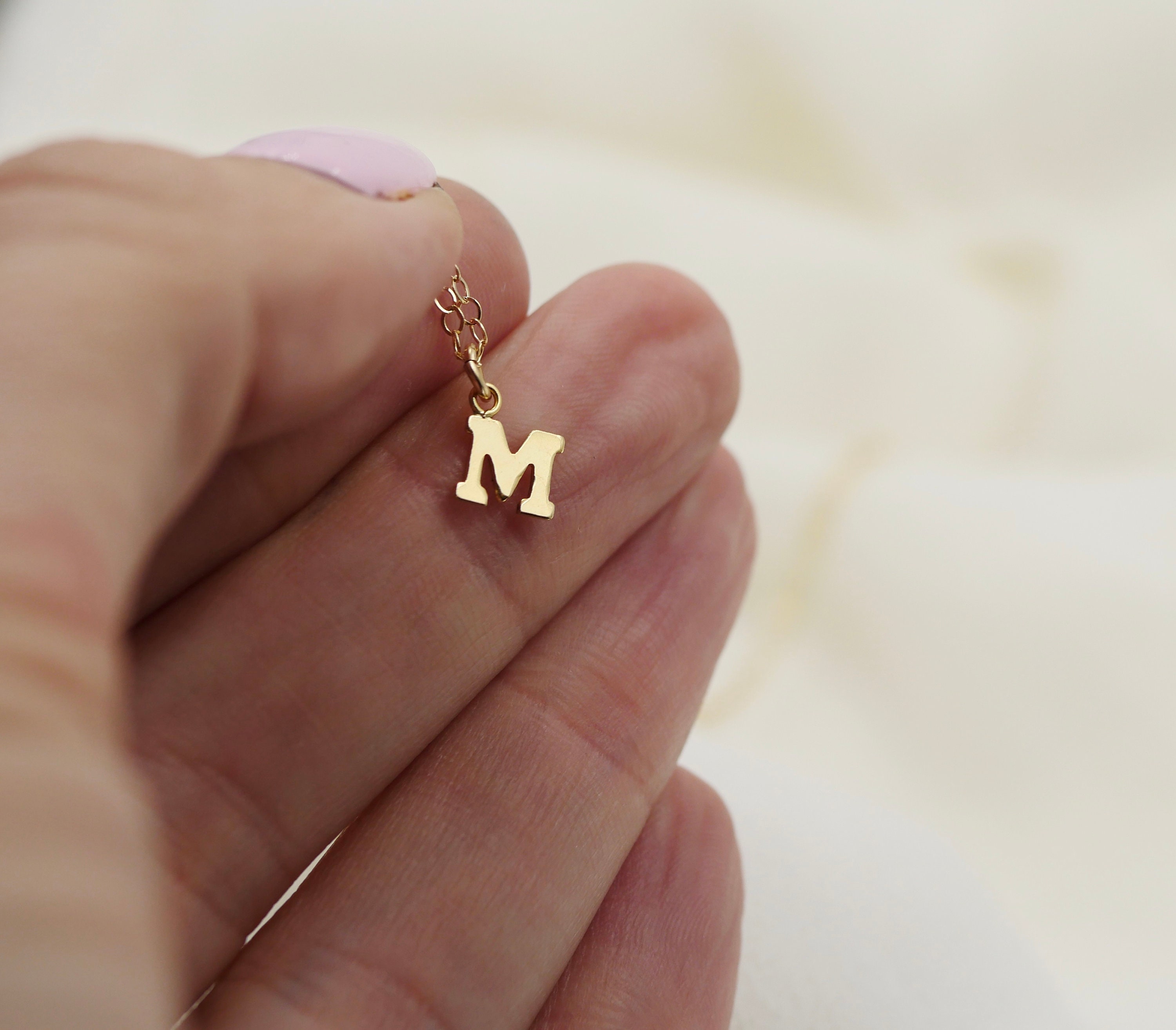 Mini Gold Initial Necklace Tiny Initial Necklace Gold | Etsy