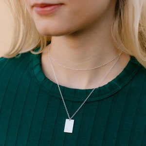 Personalized Rectangle Necklace, Personalized Rectangle Pendant, 14kt ...