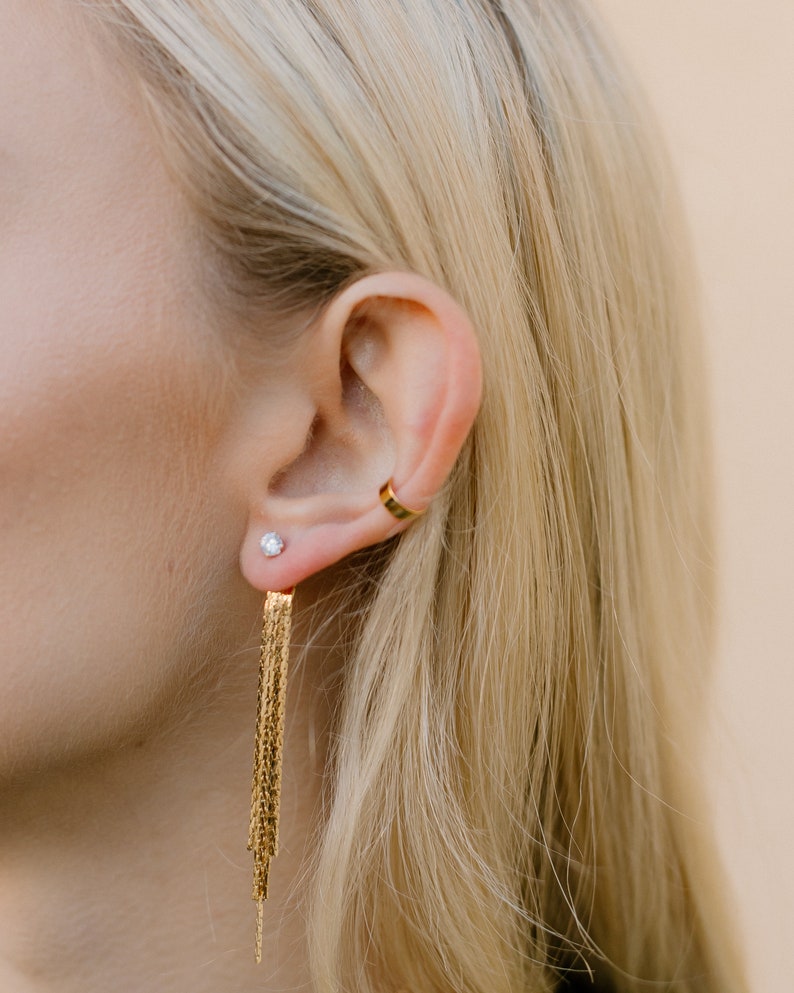 Fringe Earring Jackets Statement Earrings Gold Dangle - Etsy