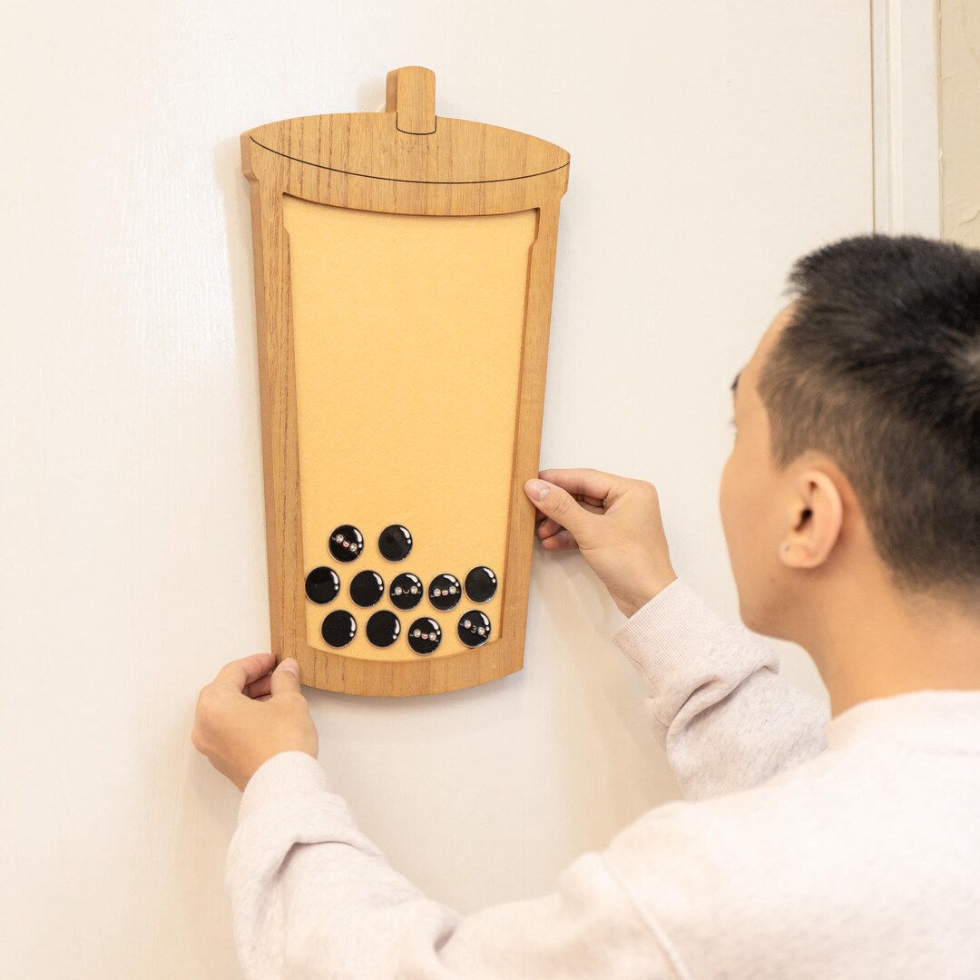 Boba Tea Bulletin Board - Jasmine Milk Tea - Natural Wood - Etsy