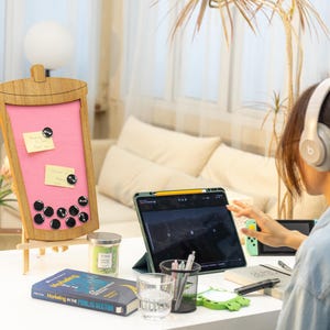 Boba Tea Bulletin Board - Rose Milk Tea - Natural Wood - Etsy