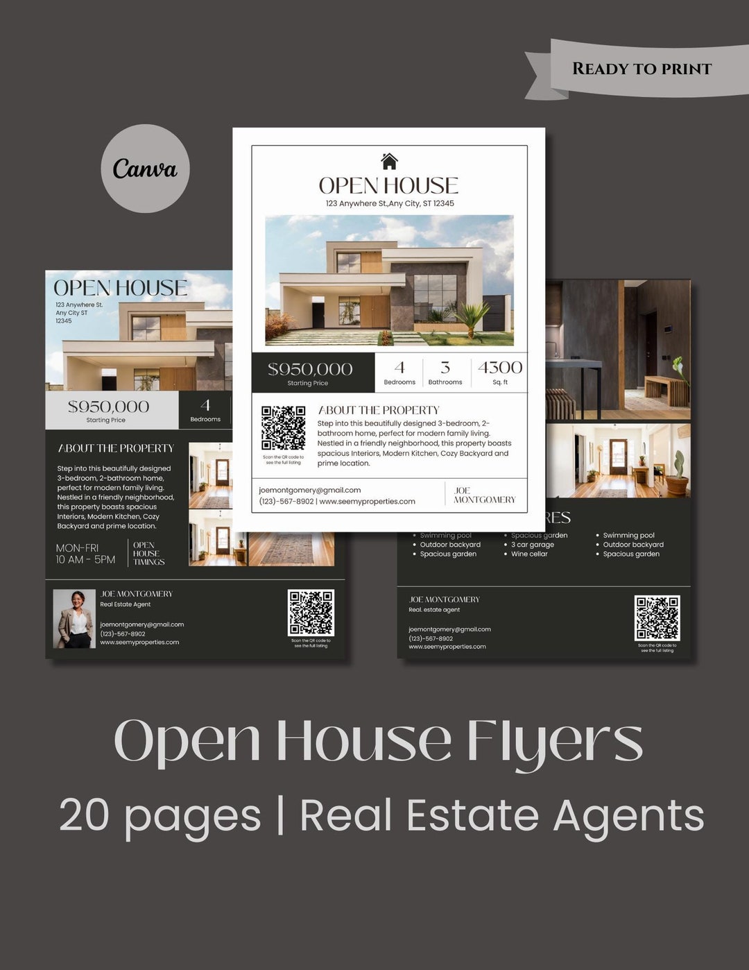 Open House Real Estate Flyer Templates for Canva Realtor Marketing ...