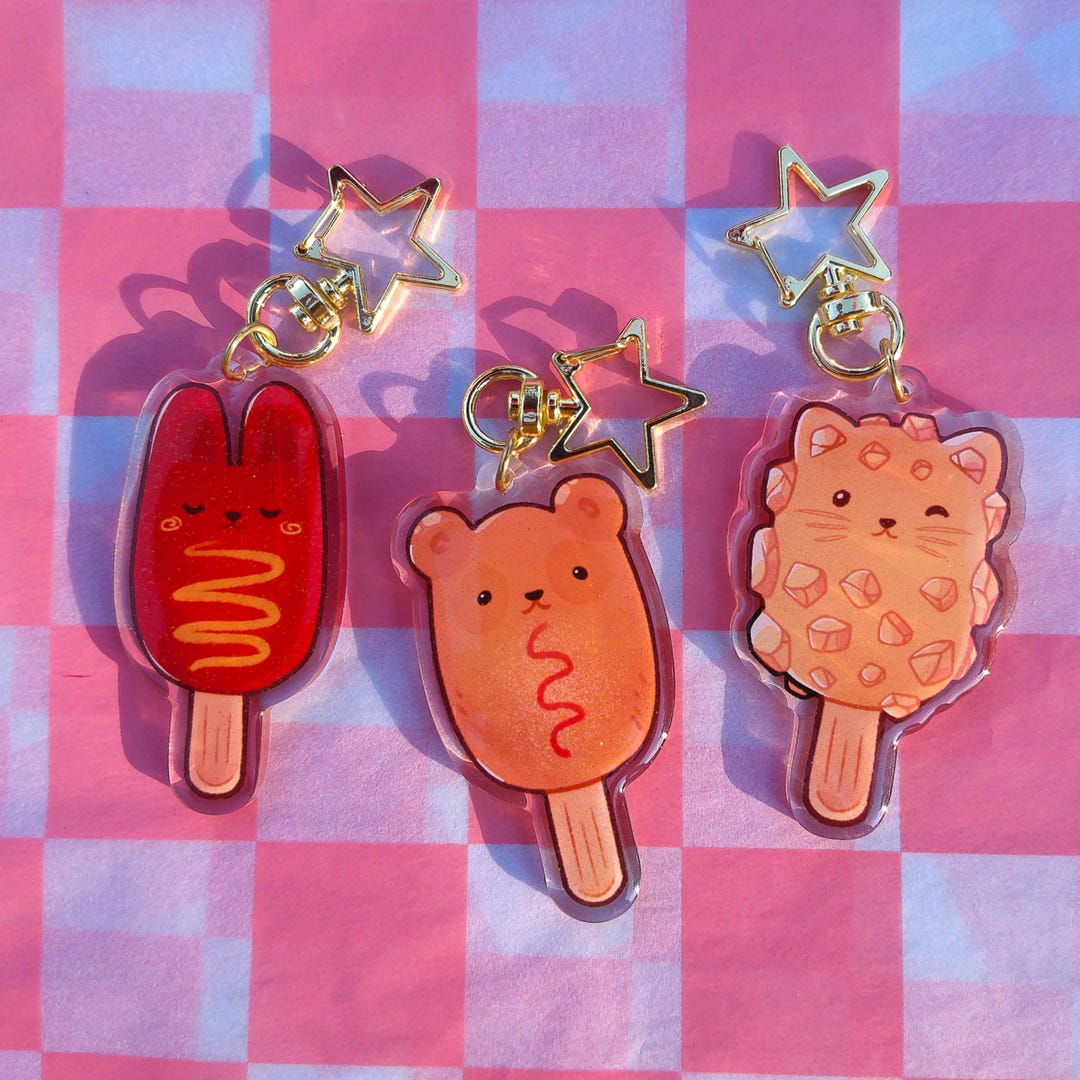 Corndog Cutie Keychains, Cute Food Keychains, Animal Keychain, Cute ...
