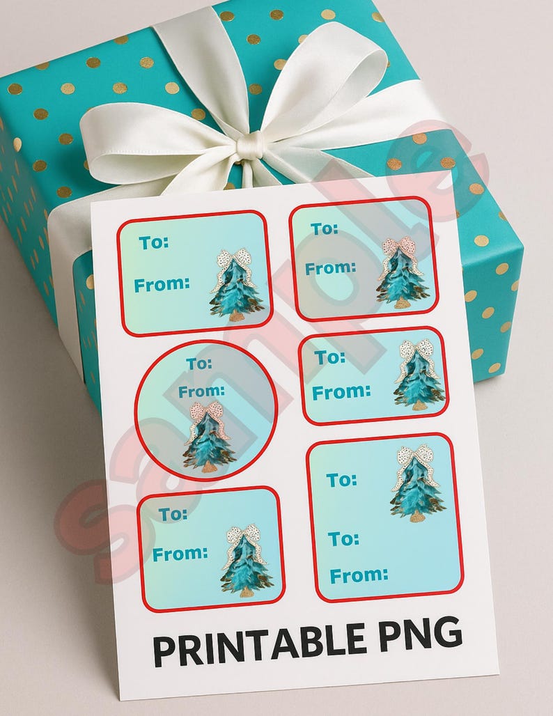 Printable Holiday Gift Tags PNG + PDF | Christmas Tags Digital Download ...