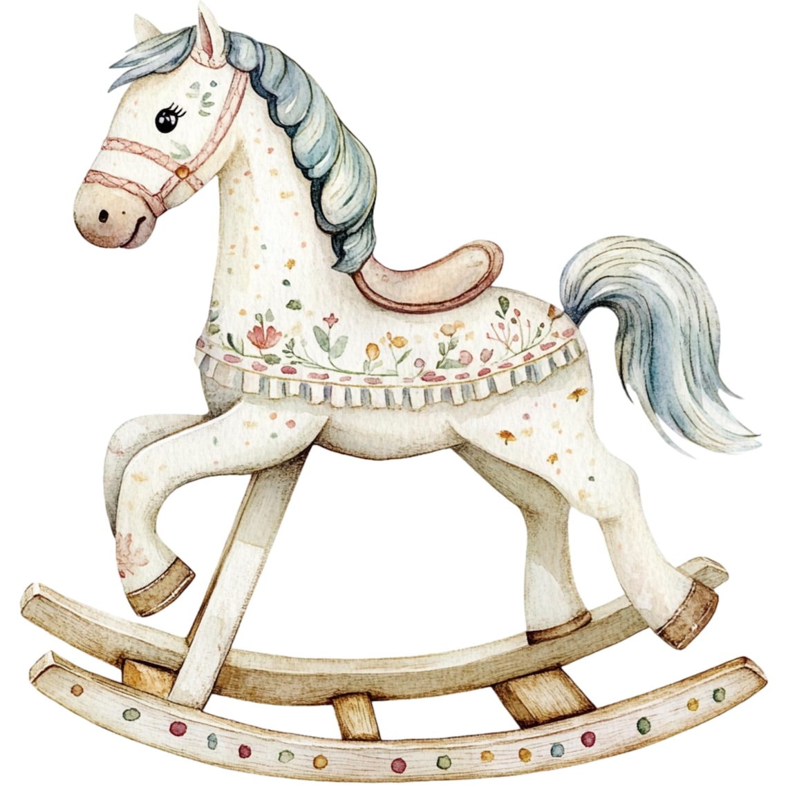 12 Baby Rocking Horse Clipart Watercolor Baby Shower Clipart Vintage ...