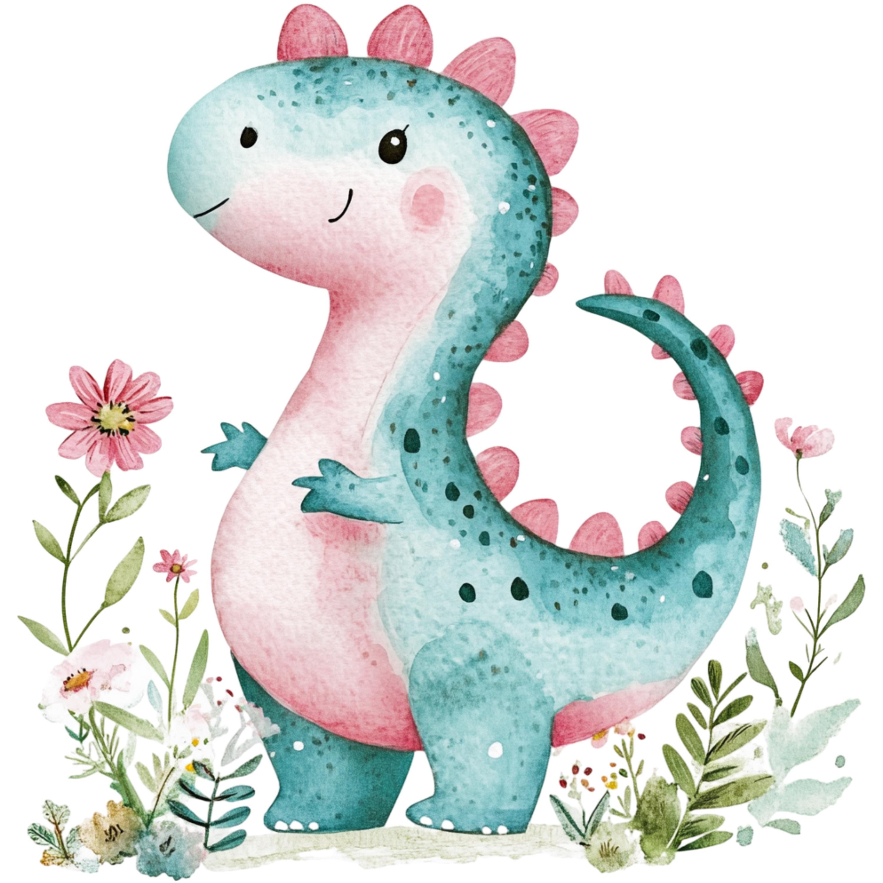 14 Spring Dinosaur Clipart Watercolor Floral Dinos Clip Art Dinosaur ...