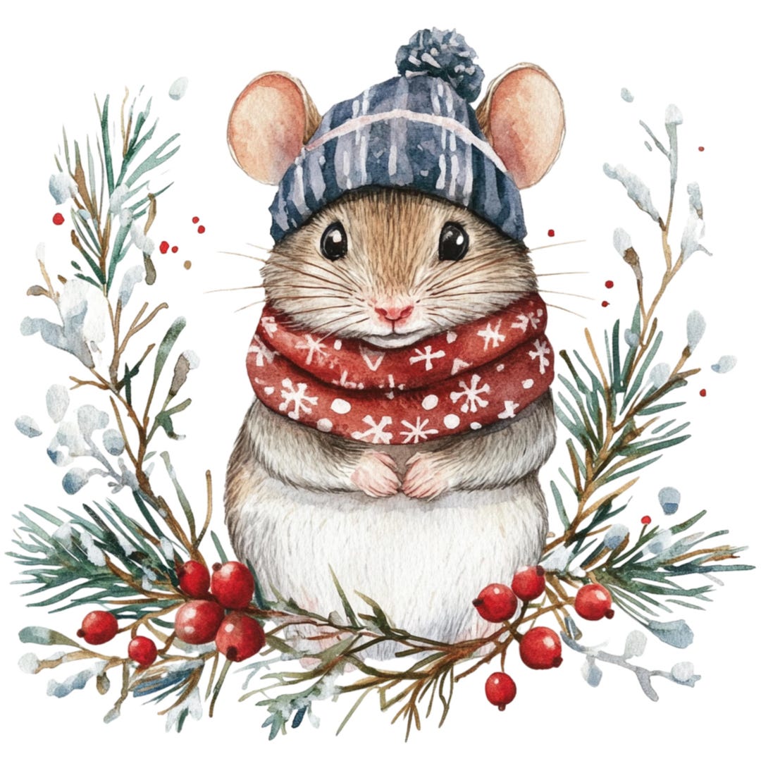 12 Scandinavian Mouse Clipart Scandinavian Woodland Animals Folk Art ...