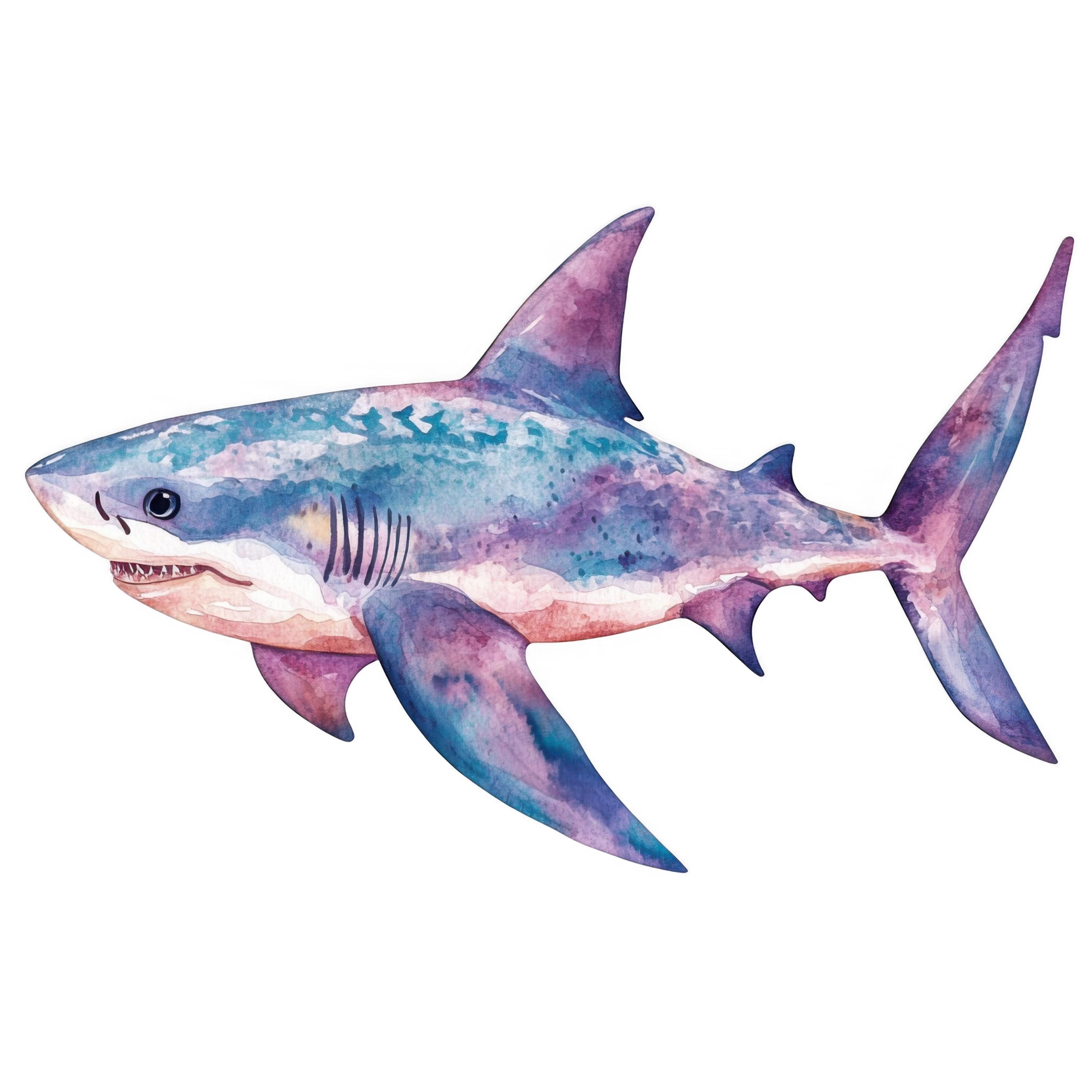 10 Shark Clipart Whimsical Sharks Clip Art Watercolor Sharks High ...
