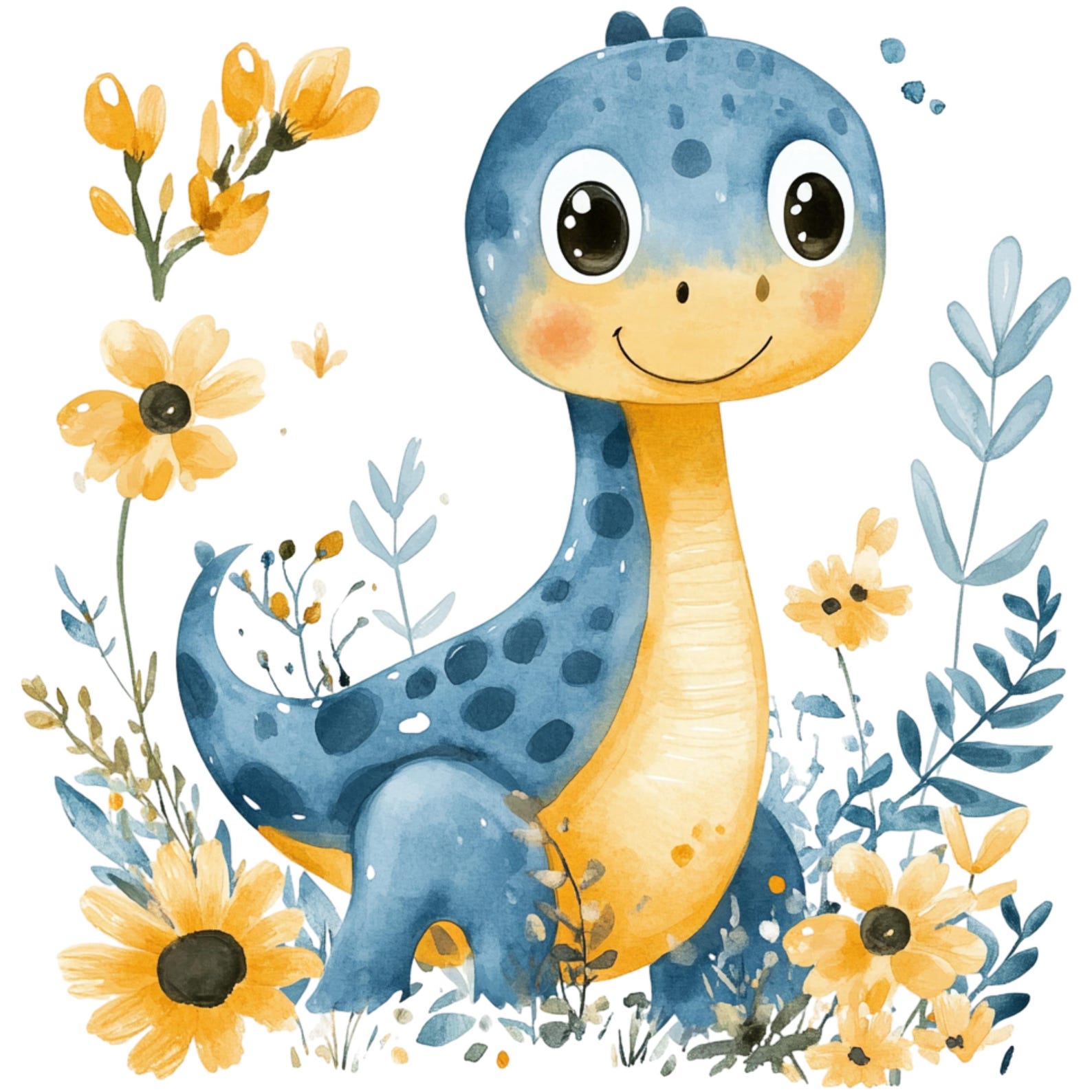 13 Spring Dinosaur Clipart Watercolor Floral Dinos Clip Art Dinosaur ...