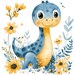 13 Spring Dinosaur Clipart Watercolor Floral Dinos Clip Art Dinosaur ...