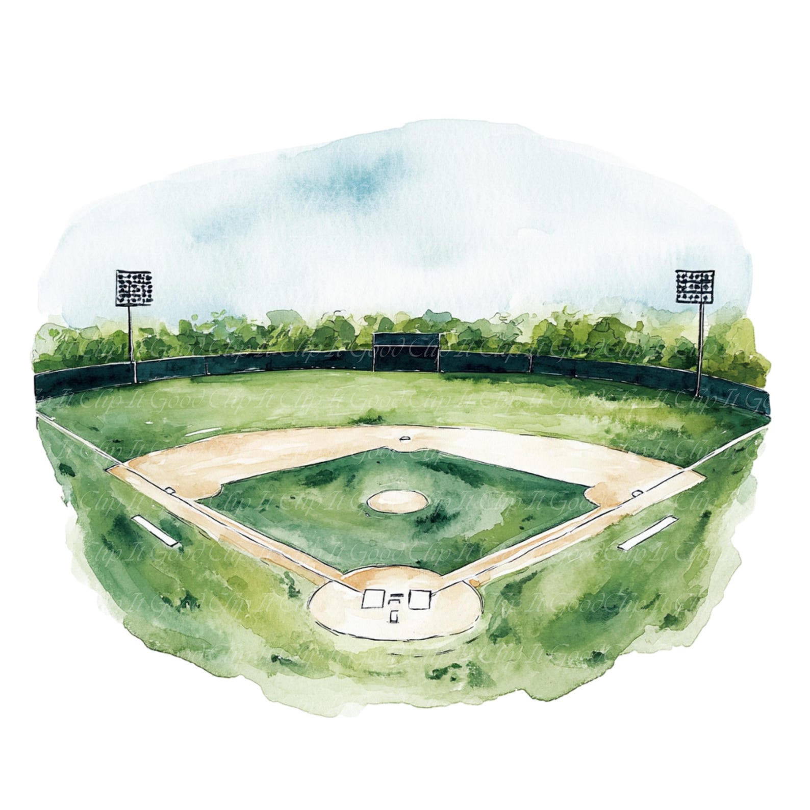 12 Watercolor Baseball Clipart Sports Clip Art Baseball Graphics High ...