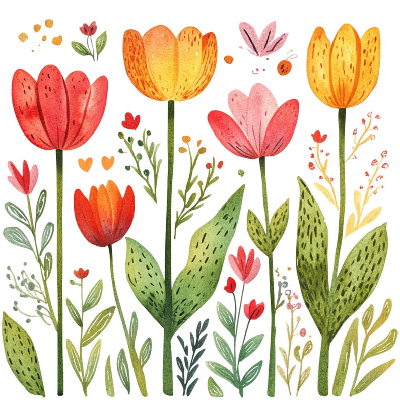 14 Spring Tulips Clipart Tulip Folk Art Clip Art Spring Flowers High ...