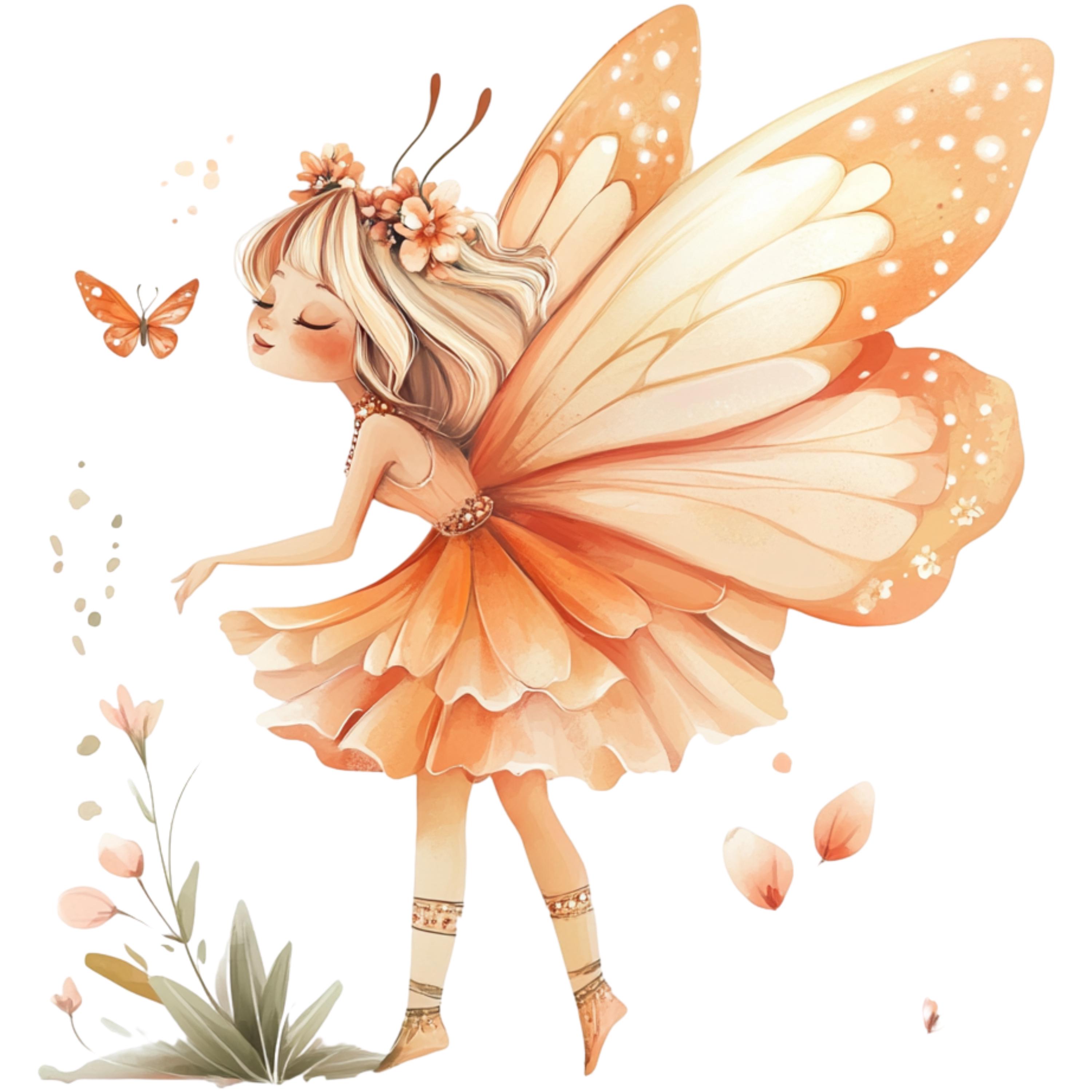 12 Fairy Clipart Peach Spring Fairies Clip Art Watercolor Fairies High ...