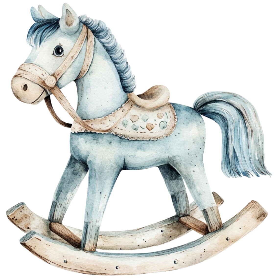 12 Baby Rocking Horse Clipart Watercolor Baby Shower Clipart Vintage ...