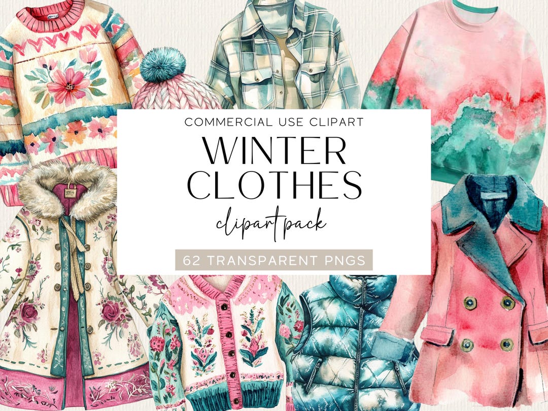 Whimsical Winter Clothes Clipart Winter Clip Art Cozy Winter Fashion ...