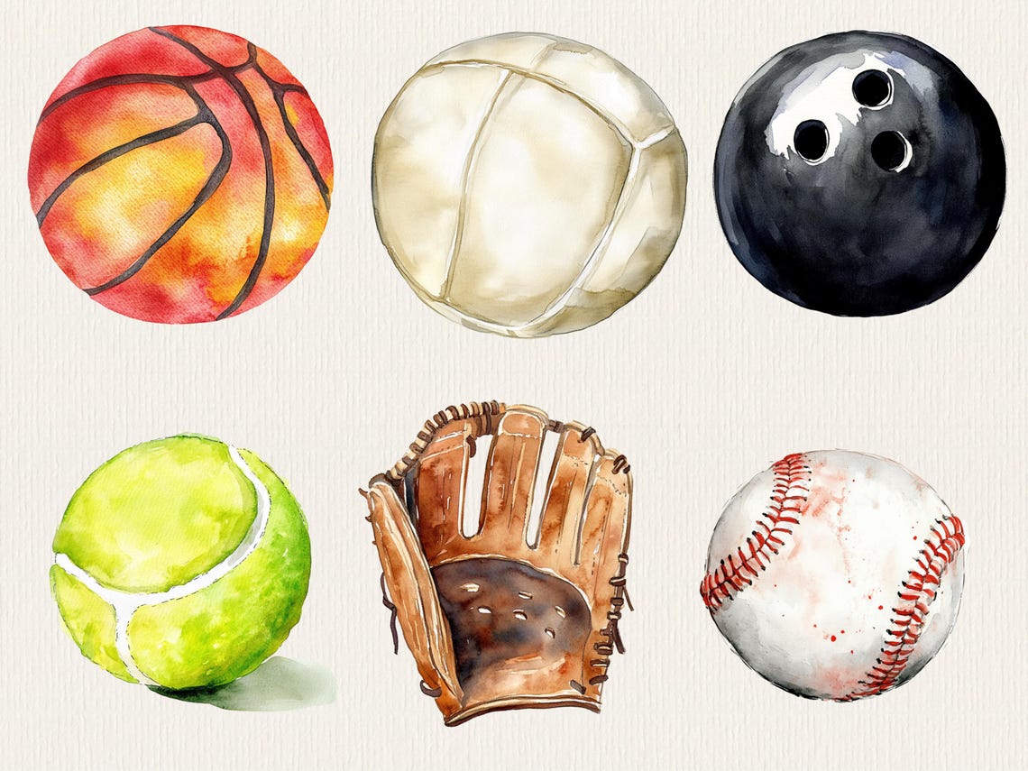 Watercolor Sports Clipart Watercolor Sports Balls Download Cute ...