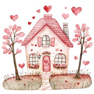 11 Whimsical Valentine House Clipart Valentine Homes Clip Art Cozy ...