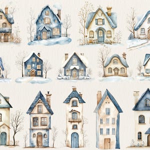 Whimsical Winter House Clipart House Art Winter Homes Clipart Cozy ...