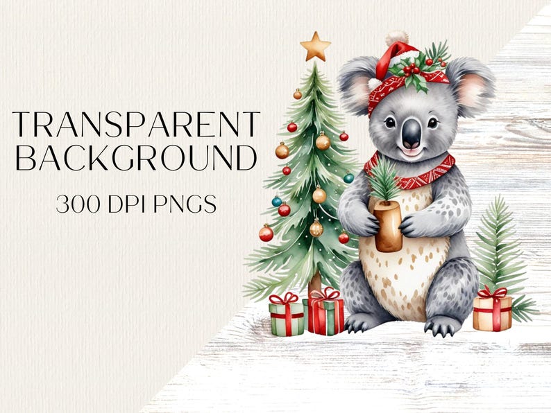 Watercolor Christmas Koalas Clipart Cute Christmas Clip Art Cute ...
