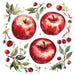 11 Watercolor Red Apple Clipart Red Apples Scandinavian Folk Art Clip ...