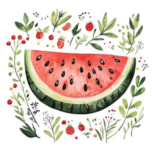 10 Watercolor Watermelon Clipart Printable Watermelons Scandinavian ...