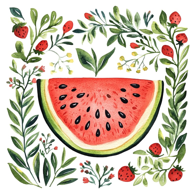 10 Watercolor Watermelon Clipart Printable Watermelons Scandinavian ...