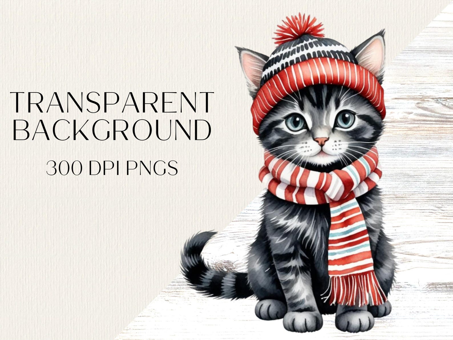 Watercolor Christmas Kittens Clipart Cute Christmas Clip Art Cute ...