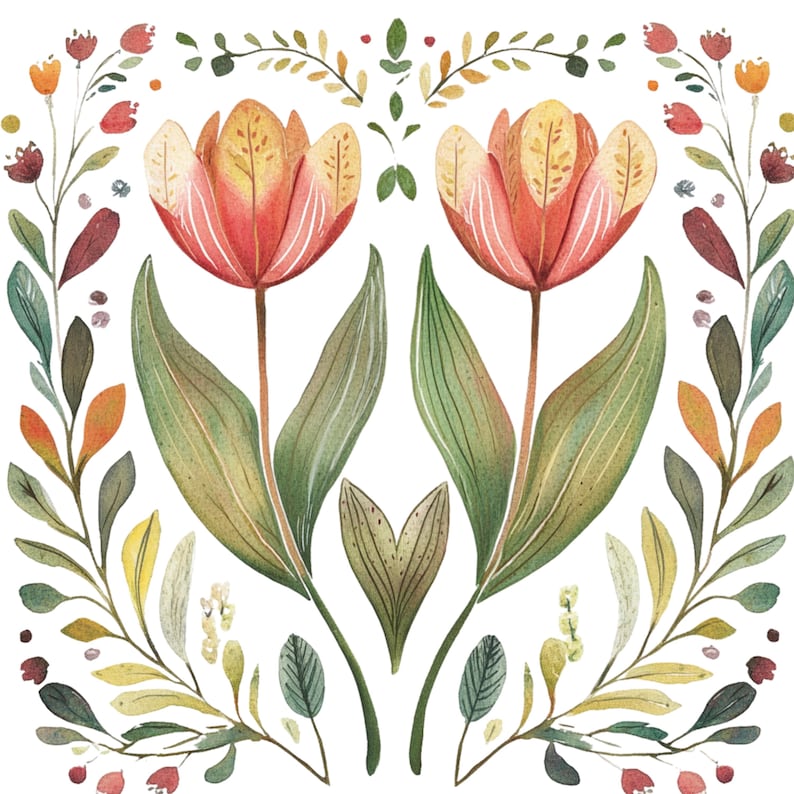 14 Spring Tulips Clipart Tulip Folk Art Clip Art Spring Flowers High ...