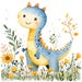 13 Spring Dinosaur Clipart Watercolor Floral Dinos Clip Art Dinosaur ...