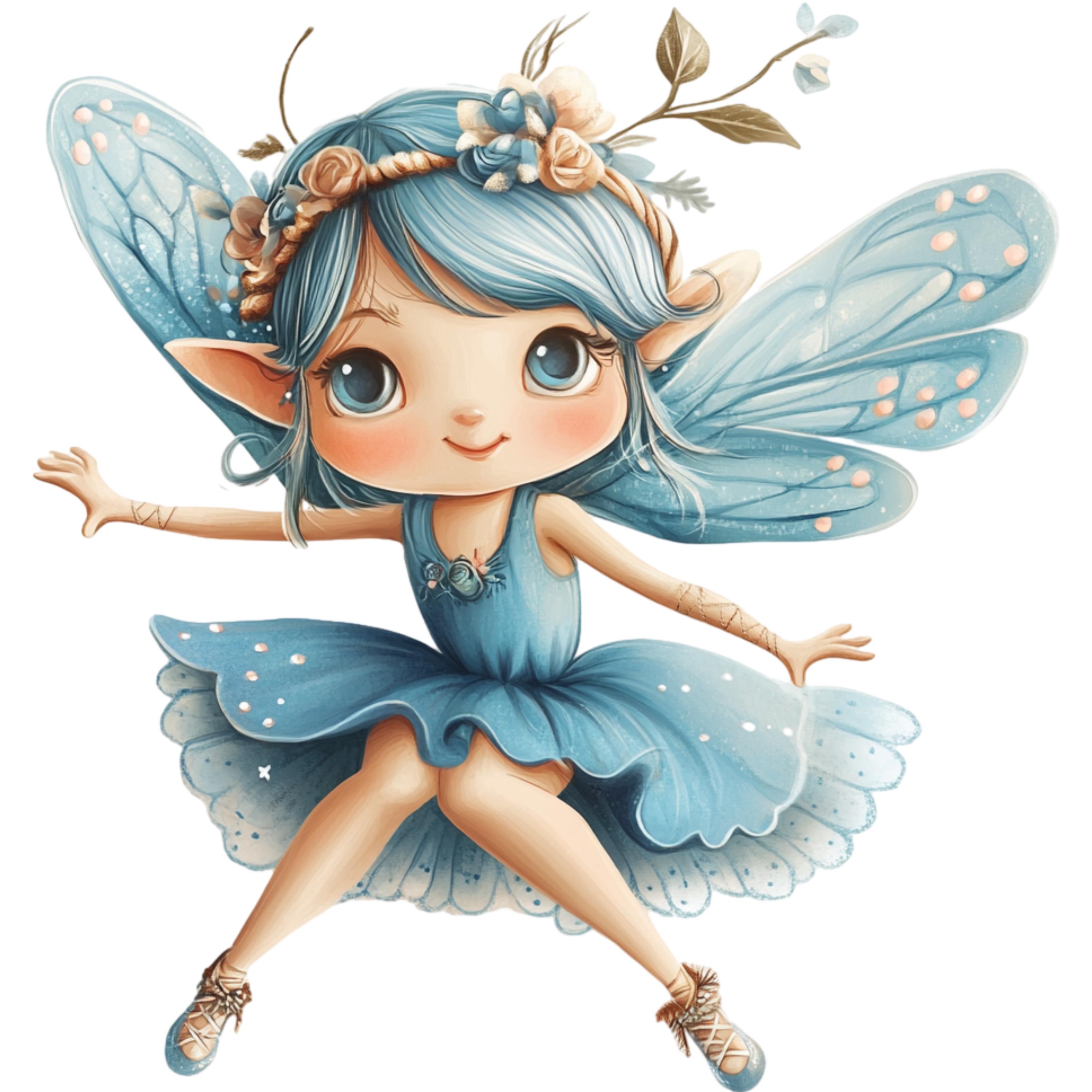 12 Fairy Clipart Blue Spring Fairies Clip Art Watercolor Fairies High ...