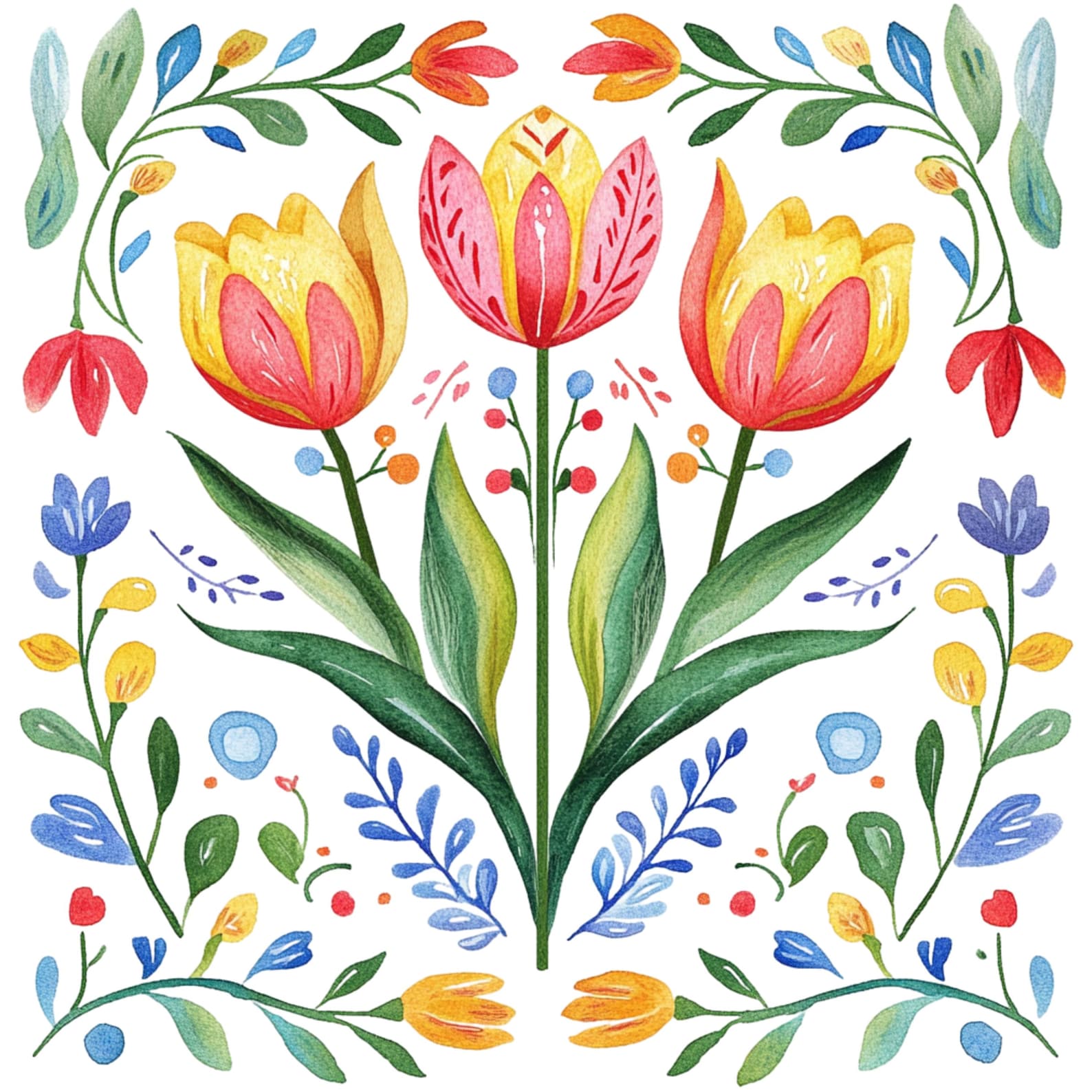 14 Spring Tulips Clipart Tulip Folk Art Clip Art Spring Flowers High ...