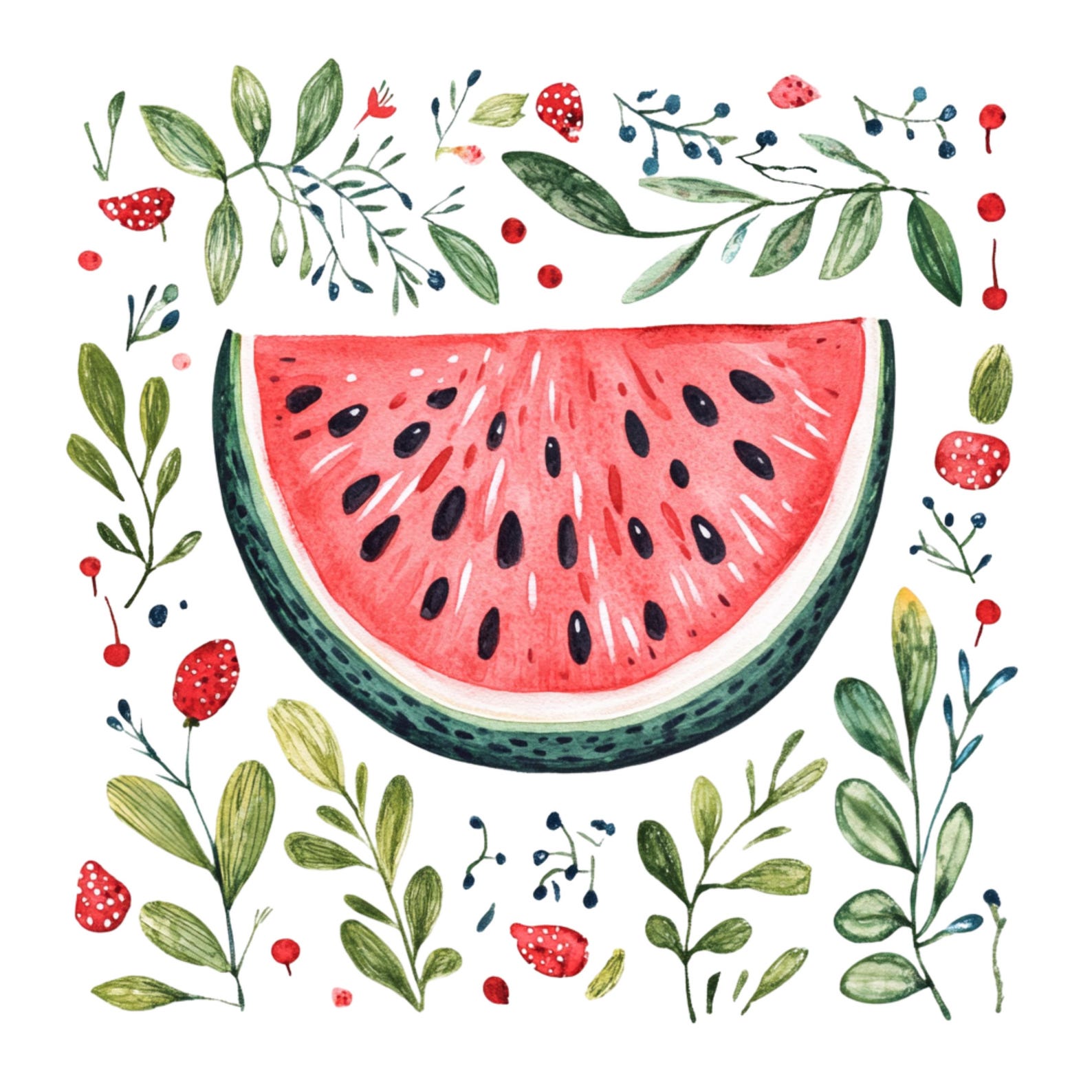 10 Watercolor Watermelon Clipart Printable Watermelons Scandinavian ...