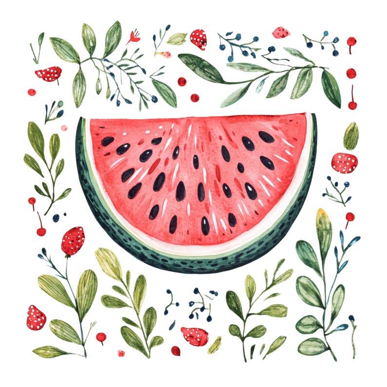 10 Watercolor Watermelon Clipart Printable Watermelons Scandinavian ...