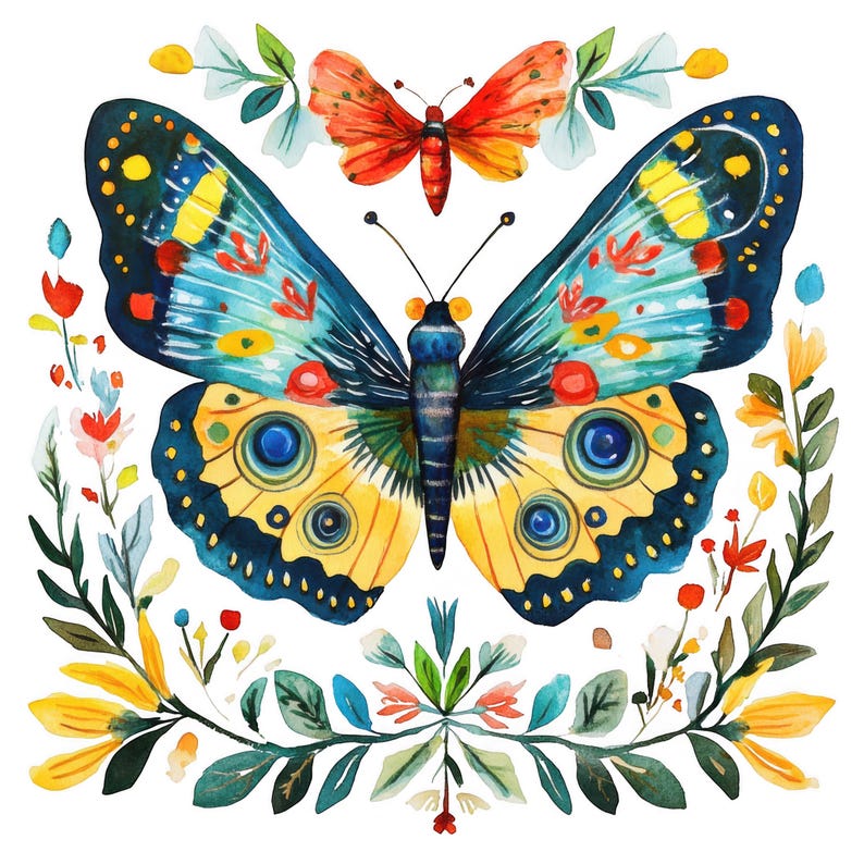 13 Spring Butterflies Clipart Butterfly Clip Art Butterfly Folk Art ...