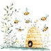 14 Spring Beehive Clipart Watercolor Spring Bees Clip Art Insect High ...