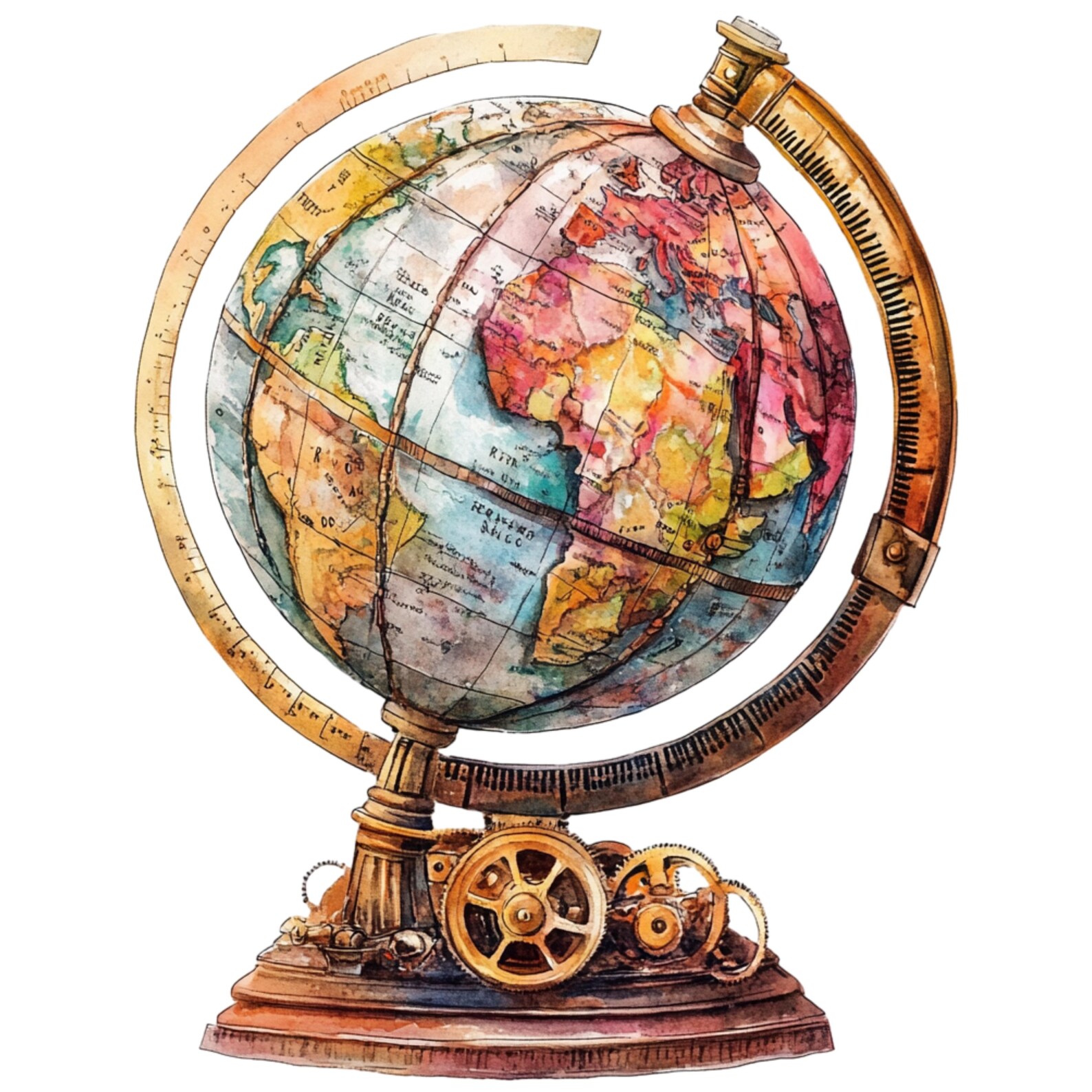 12 Steampunk Globe Clipart Watercolor Steampunk Clip Art Victorian Globes High Quality Pngs ...