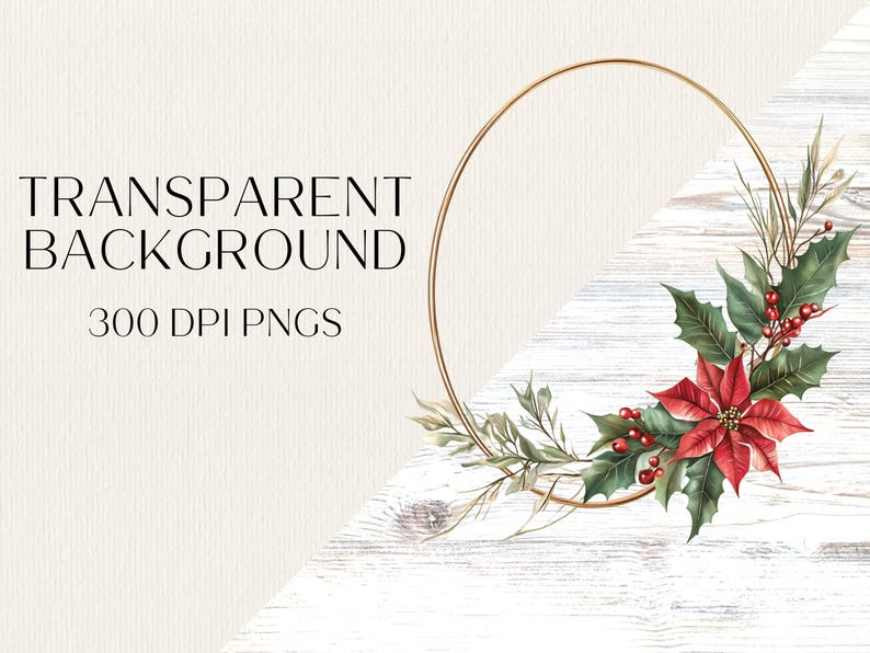 Poinsettia Christmas Frames Clipart Watercolor Christmas Botanical Clip ...