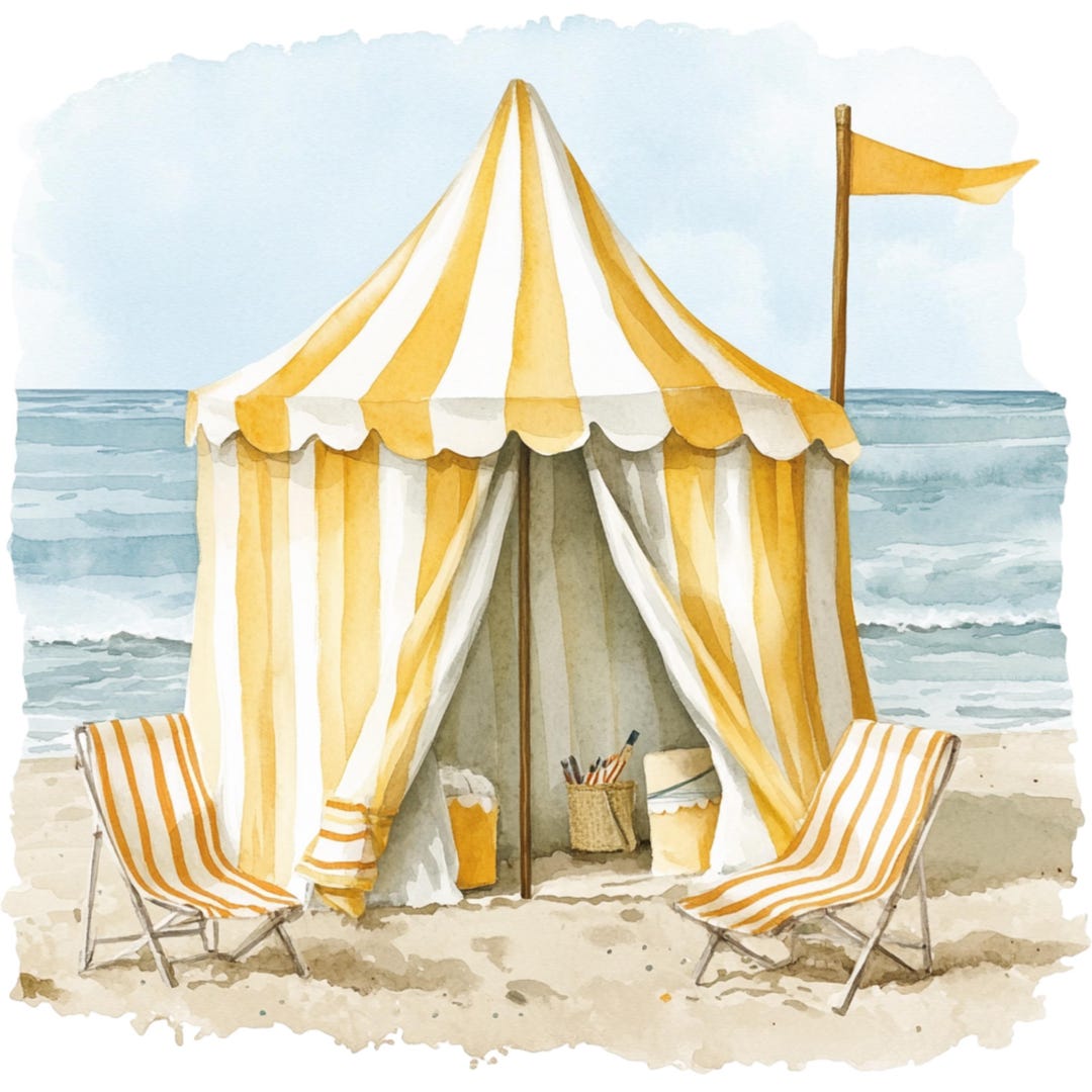 12 Retro Beach Tents Clipart Summer Clip Art Summer Tent High Quality ...