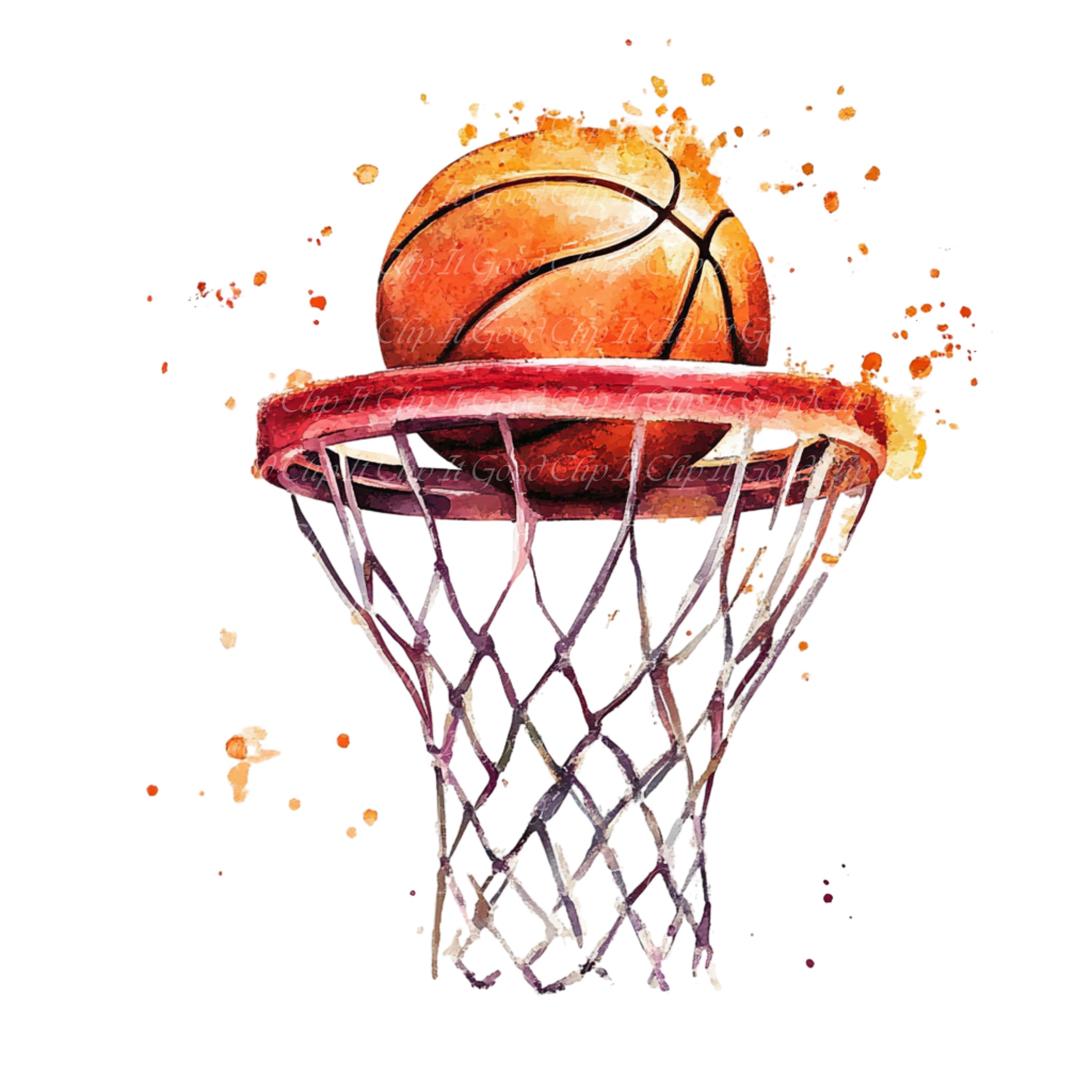 Watercolor Basketball Clipart Sports Clip Art 12 Basketball Graphics ...