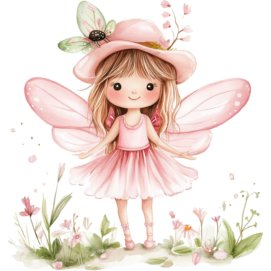 12 Fairy Clipart Pink Spring Fairies Clip Art Watercolor Fairies High ...