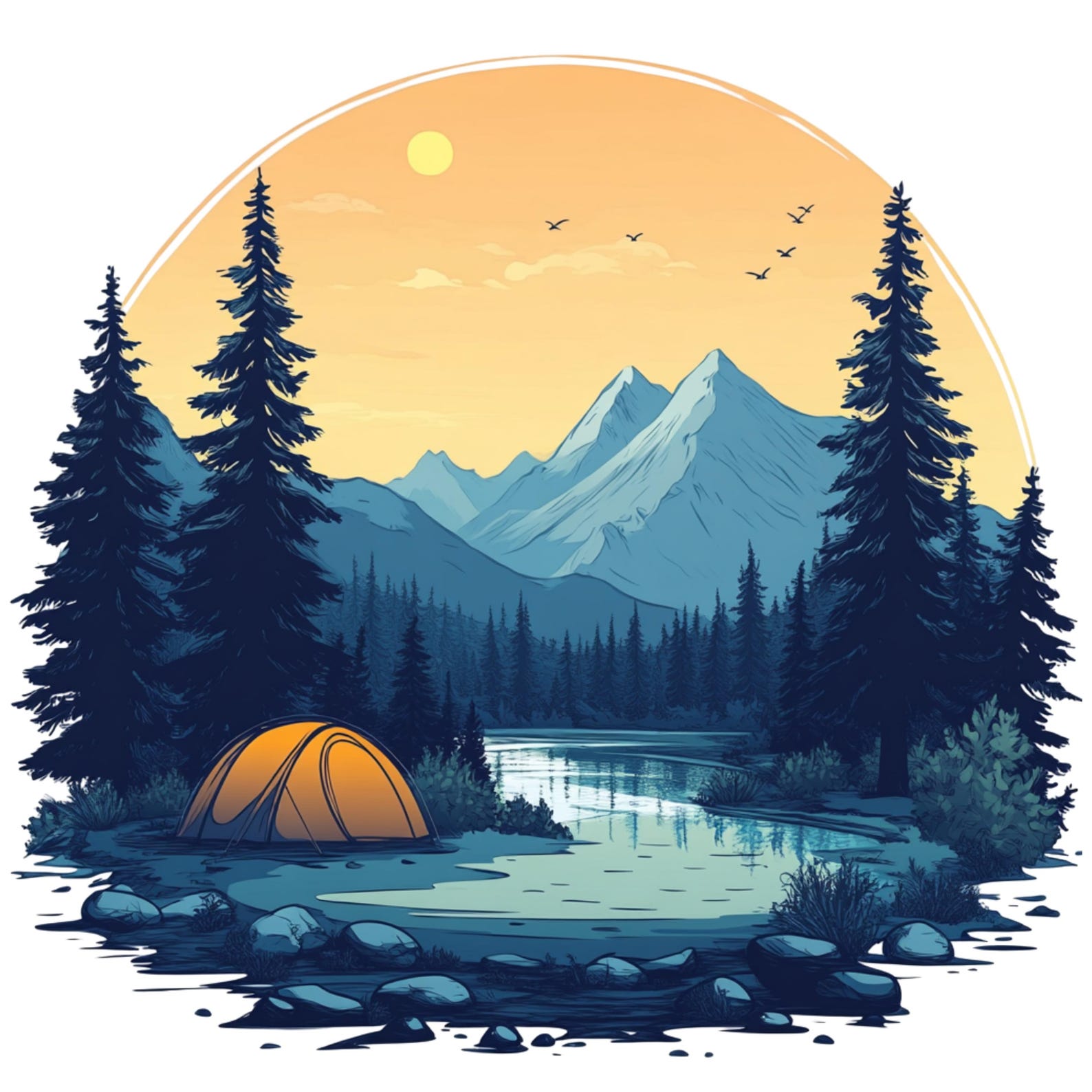 13 Mountains Campsite Clipart Mountain Sunrise Clip Art Camping High ...