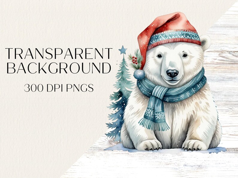 Winter Polar Bears Clipart Winter Wonderland Clip Art Watercolor Arctic ...