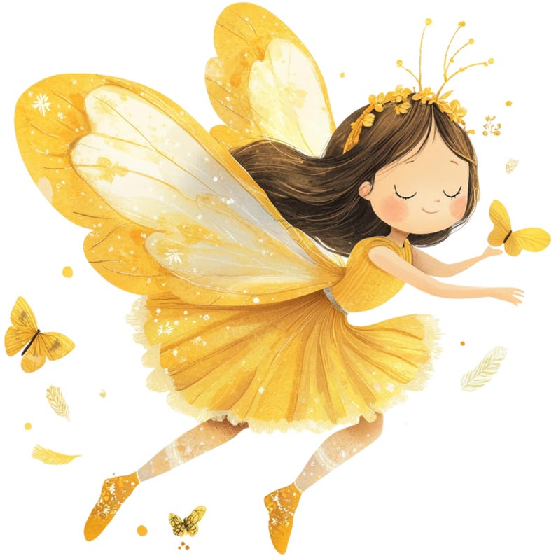 13 Fairy Clipart Yellow Spring Fairies Clip Art Watercolor Fairies High ...