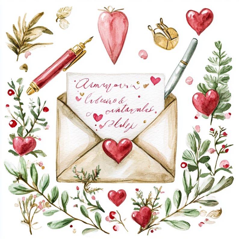 12 Valentine Love Letter Clipart Valentines Scandinavian High Res Pngs ...