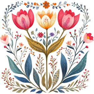 14 Spring Tulips Clipart Tulip Folk Art Clip Art Spring Flowers High ...