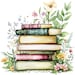 12 Spring Stack of Books Clipart Floral Book Clip Art Spring Books High ...