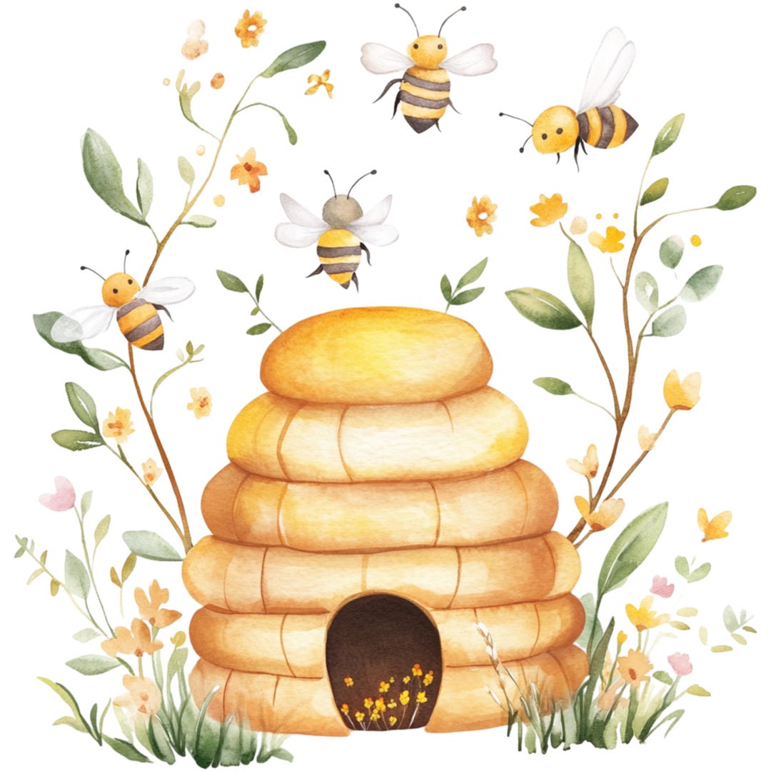 14 Spring Beehive Clipart Watercolor Spring Bees Clip Art Insect High ...