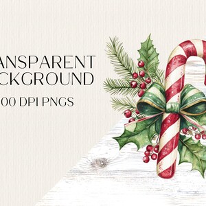Christmas Candy Canes Watercolor Vintage Candy Canes Clipart Candy Cane ...